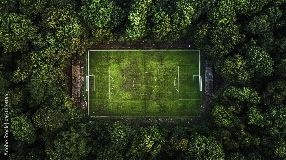 Vivid Abandoned Football Pitch: A Stunning Bird's-Eye View for Sports ...