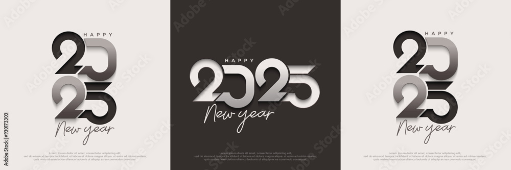 Happy new year 2025 square template with minimalist and luxury design ...