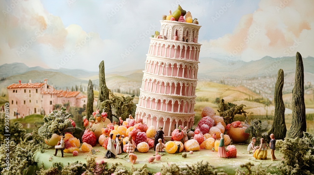 Delightful Leaning Tower of Pisa Cake Art: A Sweet Fusion of Pink Icing ...