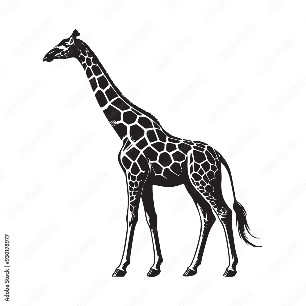 Giraffe Outline Design, Giraffa Clipart, A Skyward Neck Giraffe ...