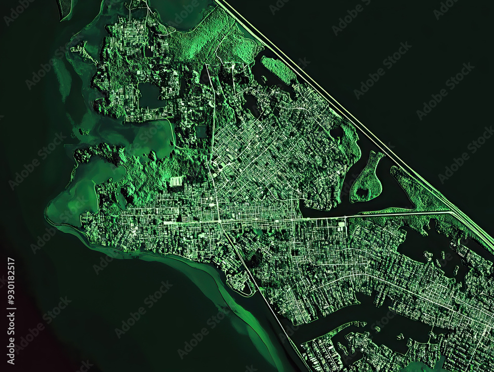 Technical aerial visual, 3D LiDAR GIS aerial map satellite scan model ...