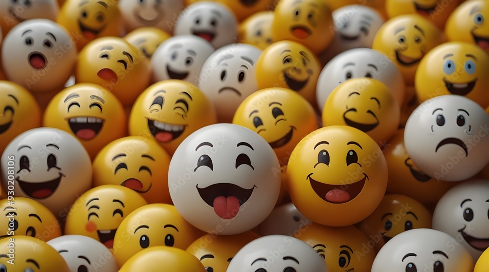 emoji ball background with happy sad angry and many others face ...