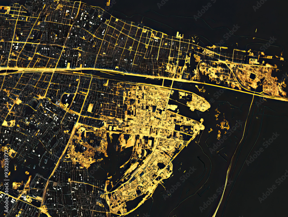 Technical aerial visual, 3D LiDAR GIS aerial map satellite scan model ...