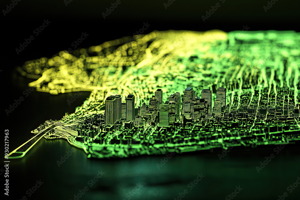 ภาพประกอบสต็อก Technical aerial visual, 3D LiDAR GIS aerial map ...