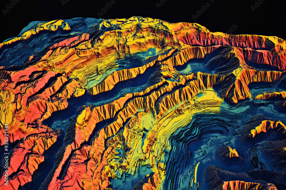Technical aerial visual, 3D LiDAR GIS aerial map satellite scan model isolated, showing Surprise ...