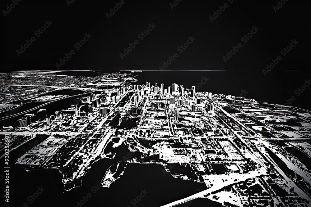 ภาพประกอบสต็อก Technical aerial visual, 3D LiDAR GIS aerial map ...