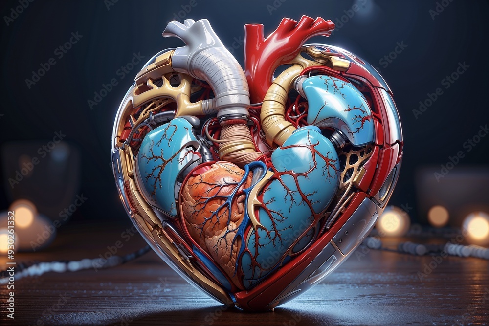 High resolution image showing detailed anatomy heart medical ...