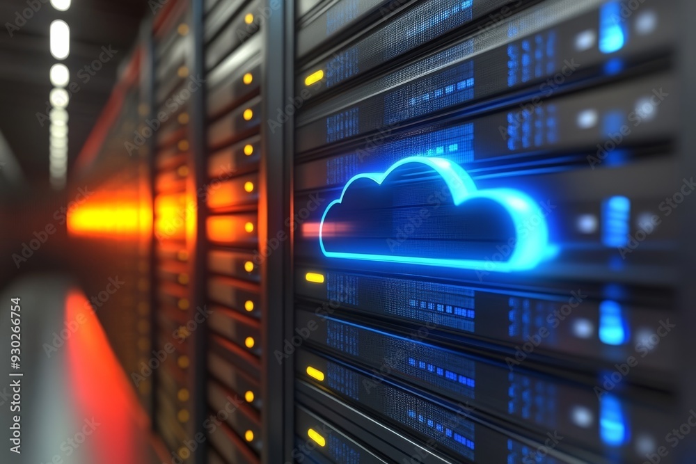 Ethereal cloud face forming within a digital matrix visualizing the ...