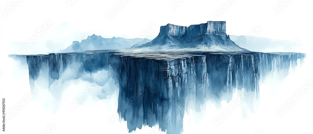 Watercolor clip art of the Mount Roraima in Venezuela, with its ...