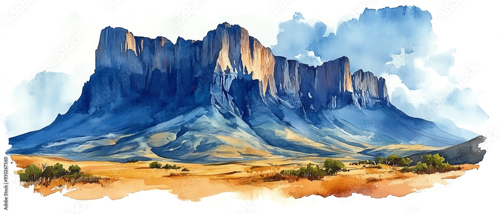 Watercolor clip art of the Mount Roraima in Venezuela, with its ...
