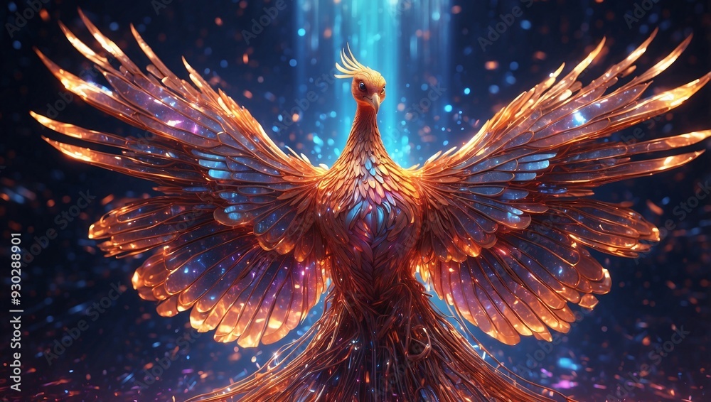 Holographic Phoenix Rising from a Sea of Data with Wings Spreading Wide ...