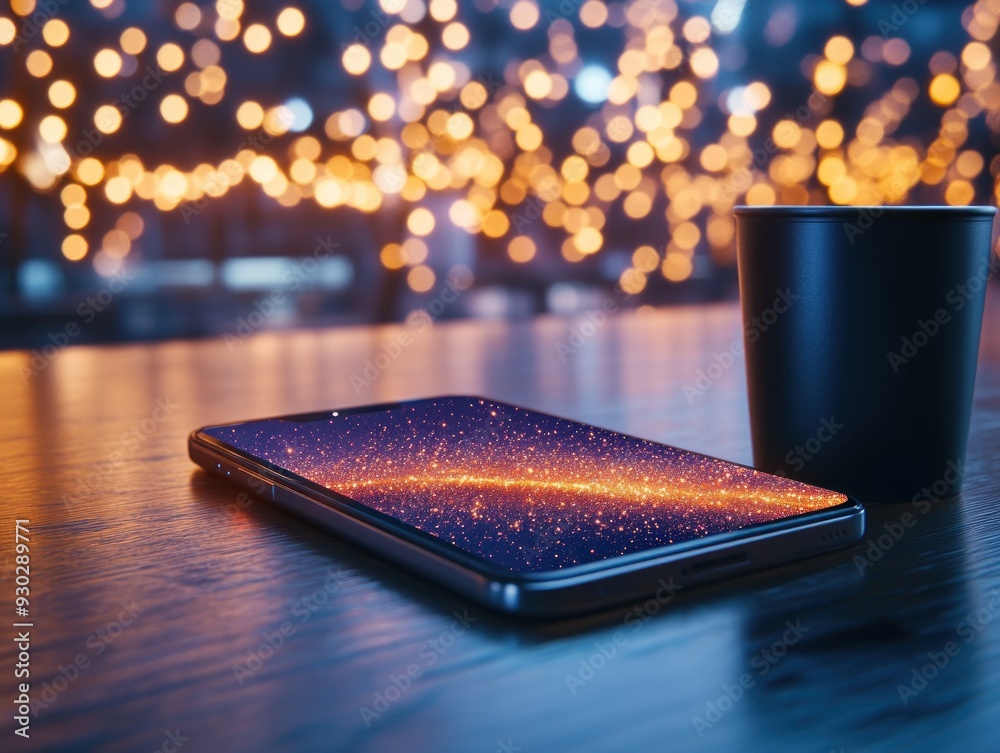 Mobile Phone with Digital Wallet Interface Showing Loyalty Points and ...