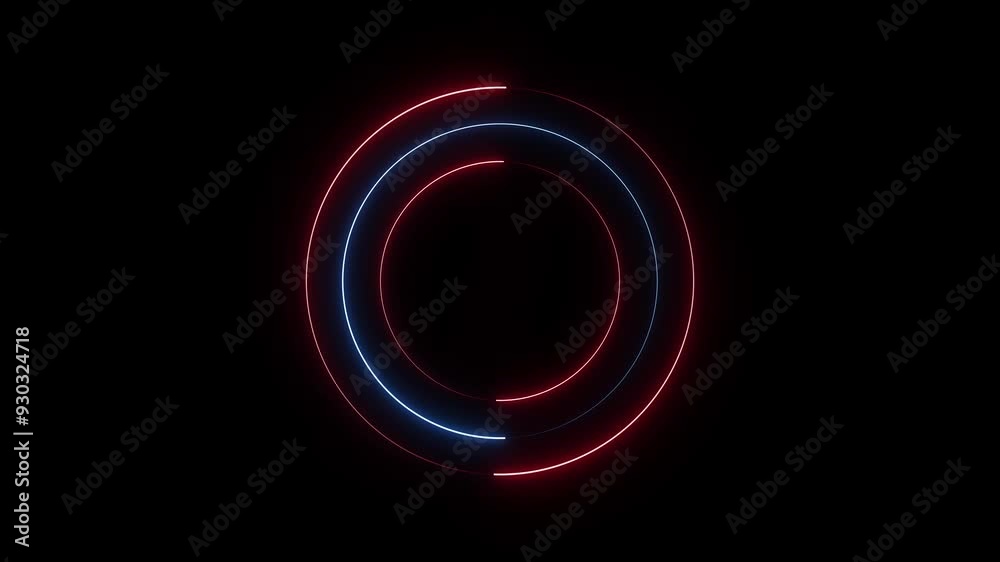 Neon circle network concept animation. Animated circuit board. Digital technology background ...