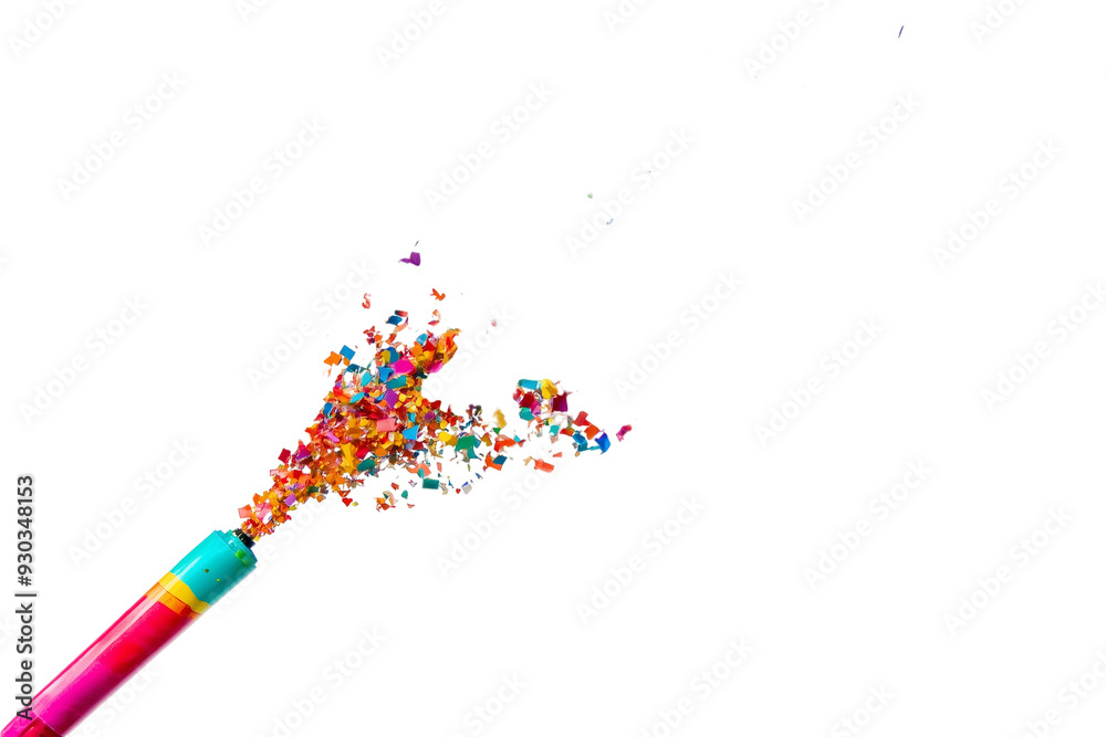 Confetti Popper in Action - isolated on White Transparent Background ...