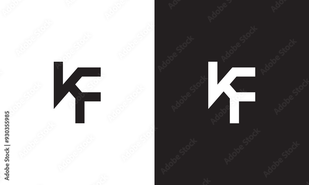 KF logo, monogram unique logo, black and white logo, premium elegant ...