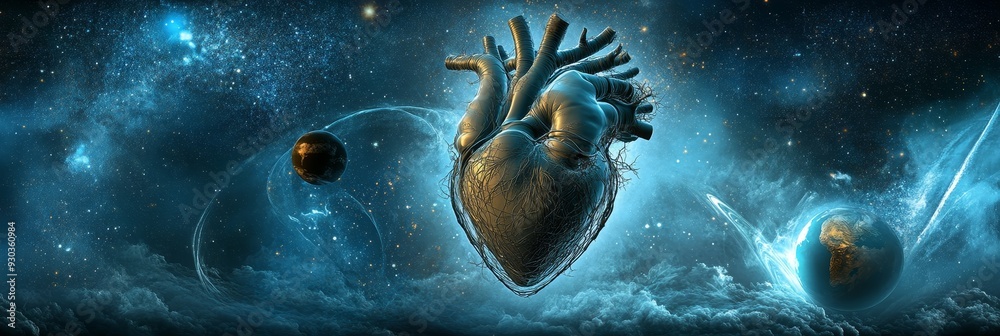 A solar system with a heart at its center and lungs, brains, livers ...