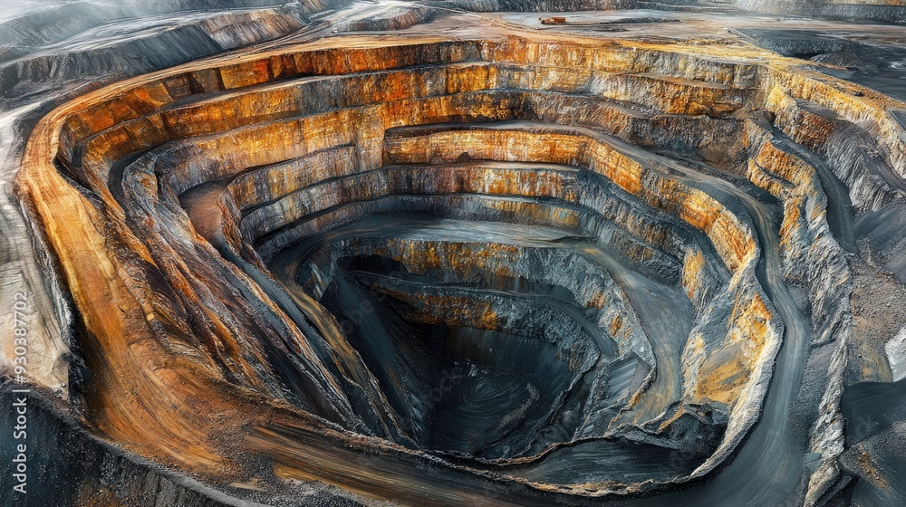 cross-section of an open-pit mine soil showing the different layers ...