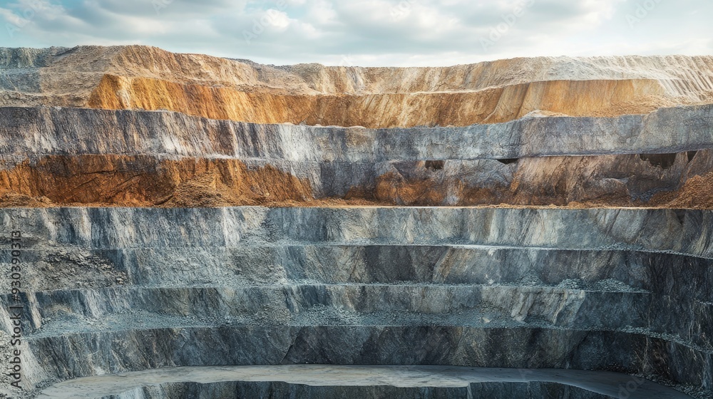 cross-section of an open-pit mine soil showing the different layers ...