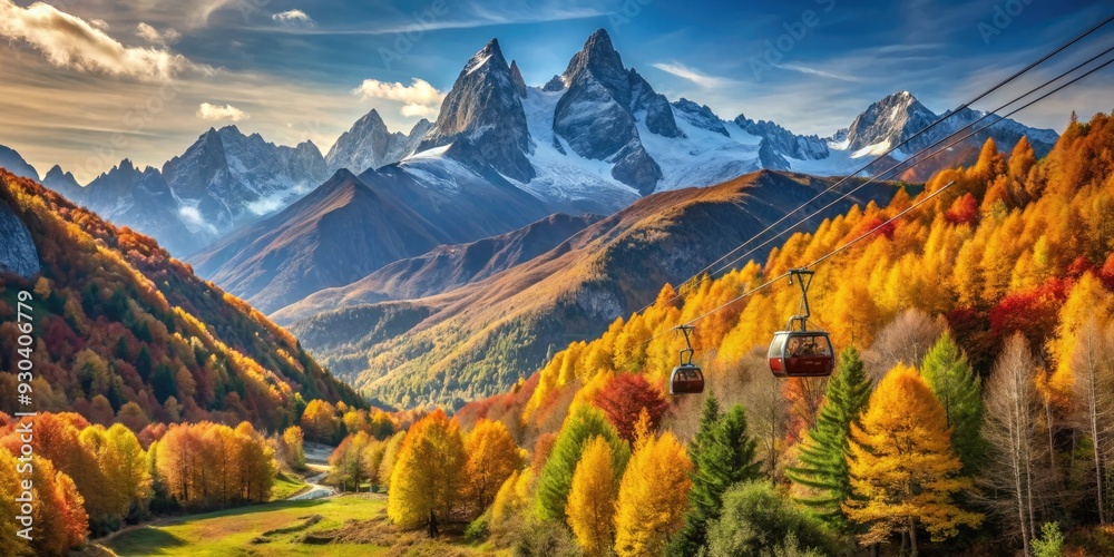 Breathtaking autumn scenery of Mestia valley surrounded by towering ...