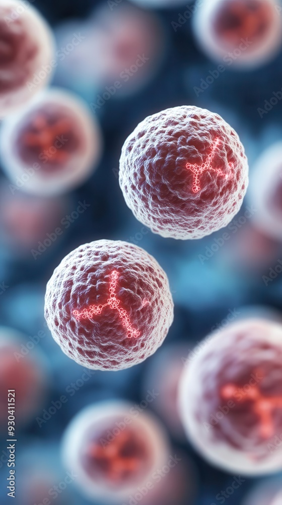 Microscope view of differentiated rectal cancer cells with highlighted ...