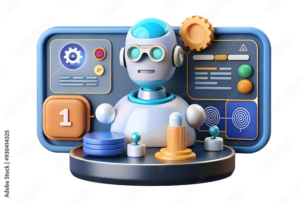 3D AI Powered Human Machine Interface Frame Concept with HMI Elements ...