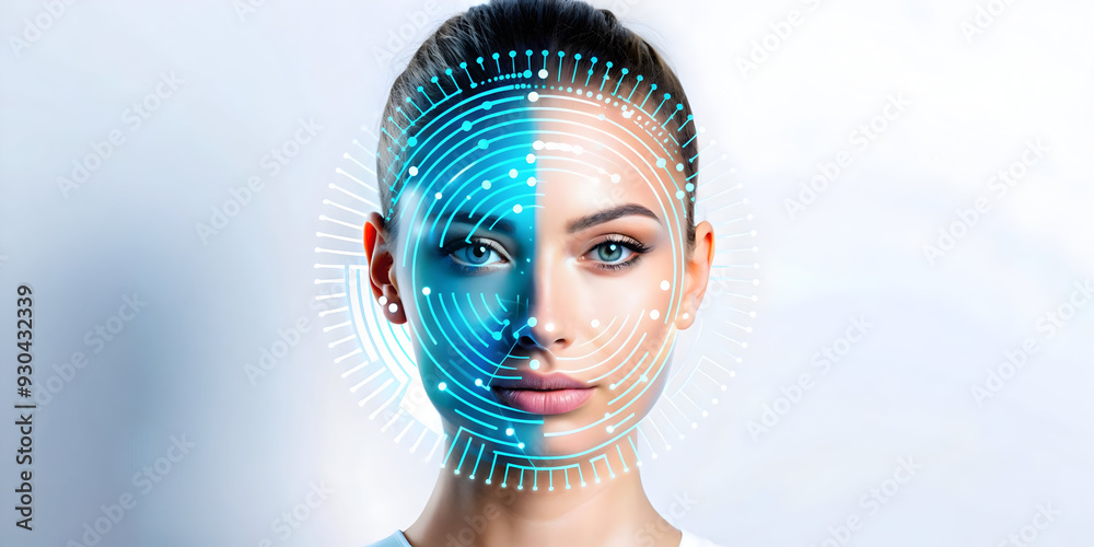 Abstract Vector Elements: AI Driven Digital Identity Symbols with Biometric Patterns and Data ...