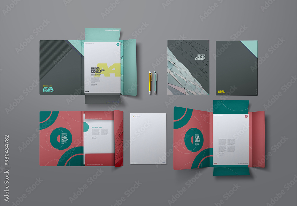 3 Flap Folder Mockup Stock Template | Adobe Stock