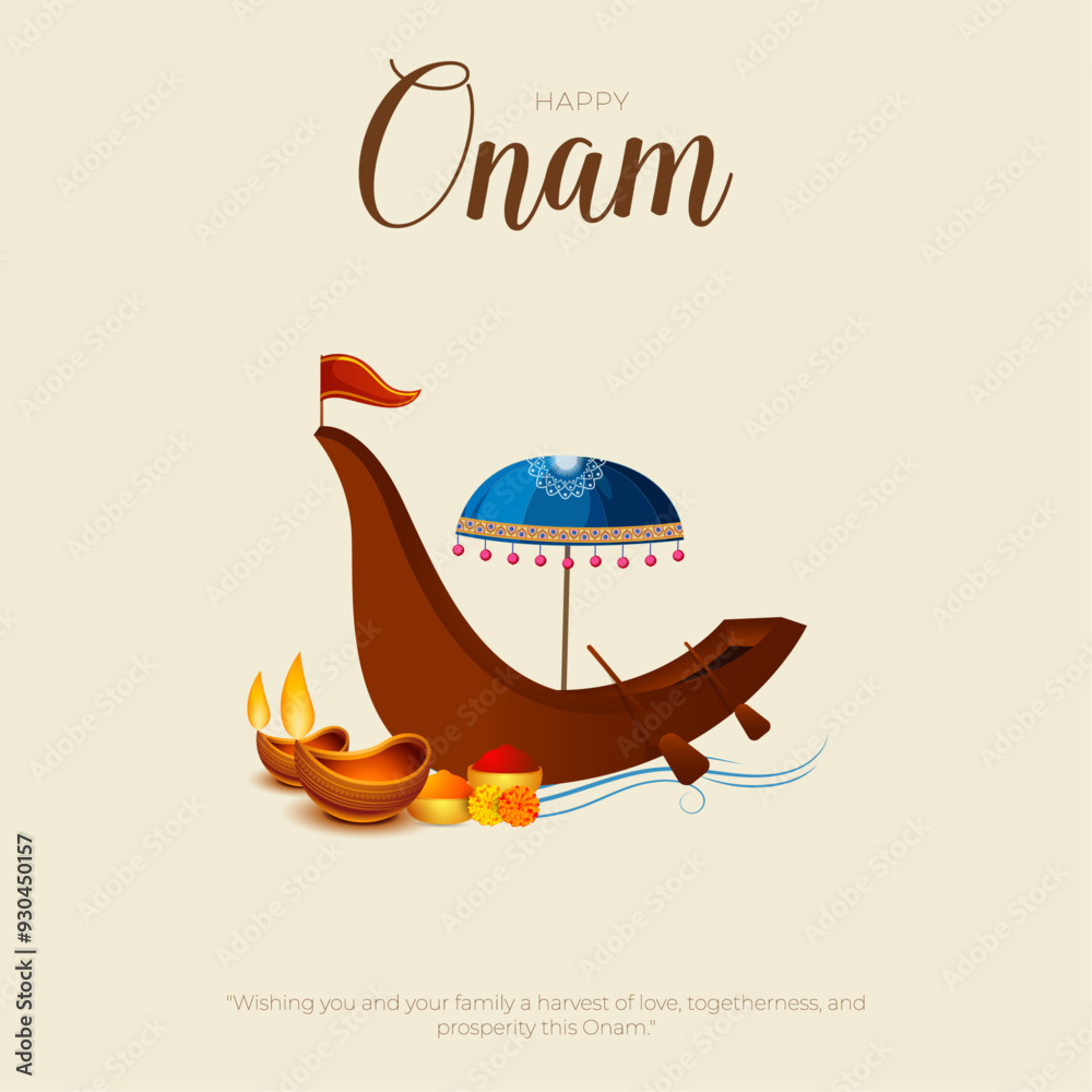 Happy Onam Festival Banner and Wish. Onam Background and Greeting Card ...