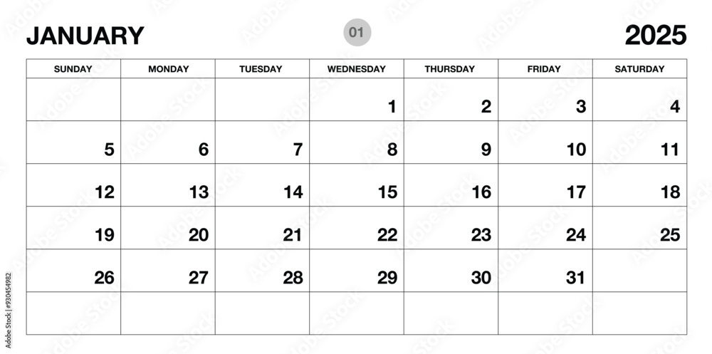 January 2025 year planner template, calendar 2025 template, monthly and ...