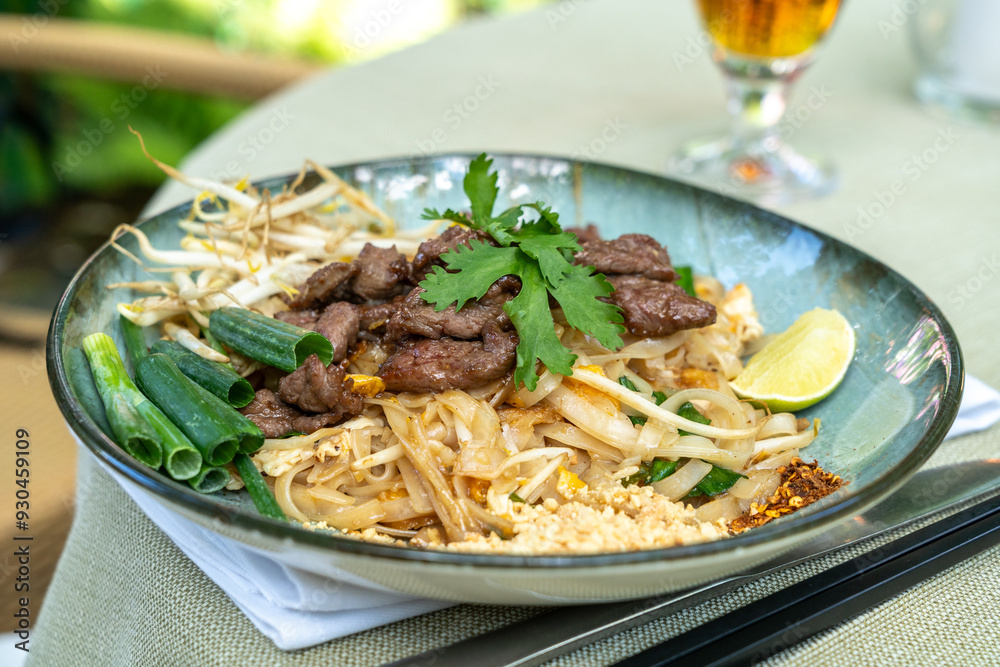 Pad thai,?phat thai, or?phad tha asian noodles, chinese rice pasta with meat in thailand ...