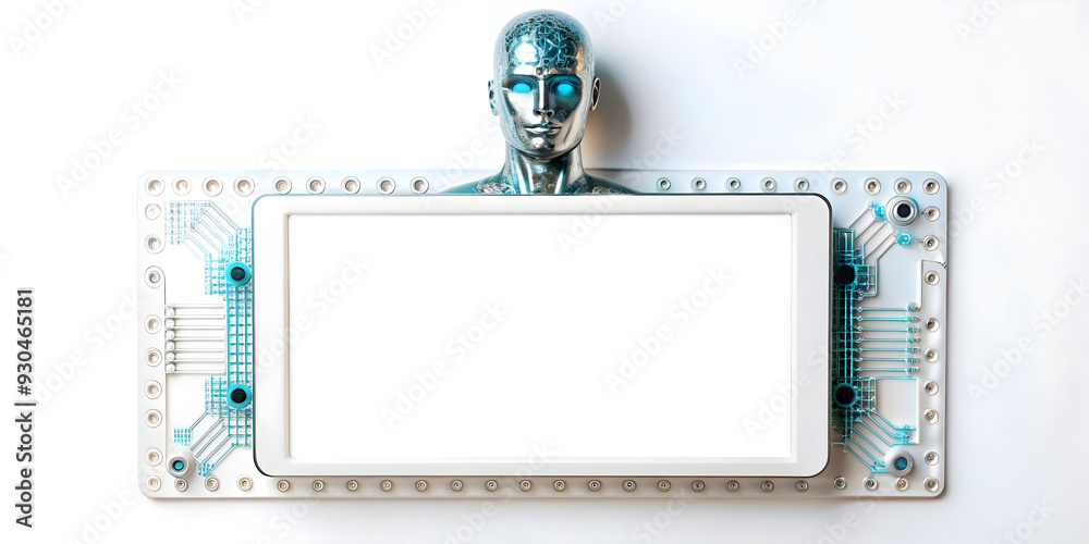 Minimalistic AI-Powered Human-Machine Interface Vector with Digital ...