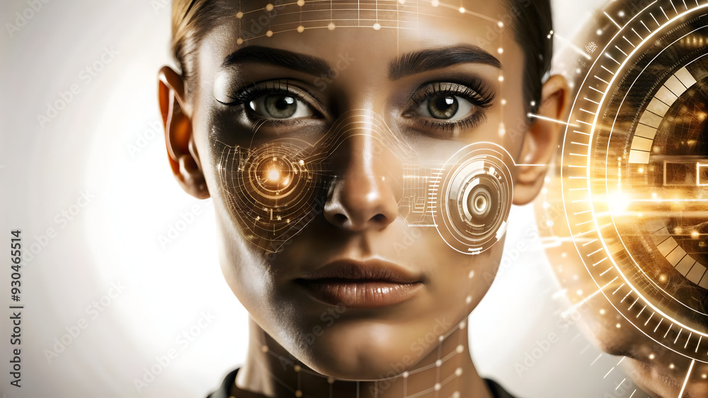 AI Powered Human Machine Interface Vector Concept with Digital ...