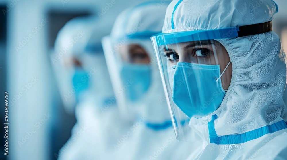 Healthcare Workers in Full Protective Gear - Three healthcare workers ...