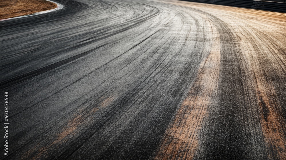 Race Track Curve with Tire Marks - A close-up of a race track curve ...