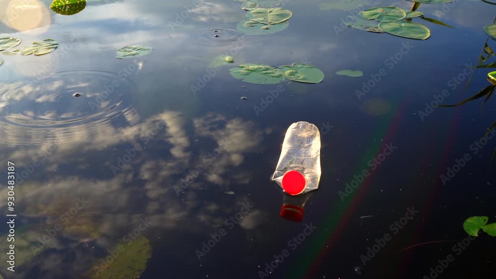 Plastic waste in lake. Ocean pollution, marine debris. Marine litter ...
