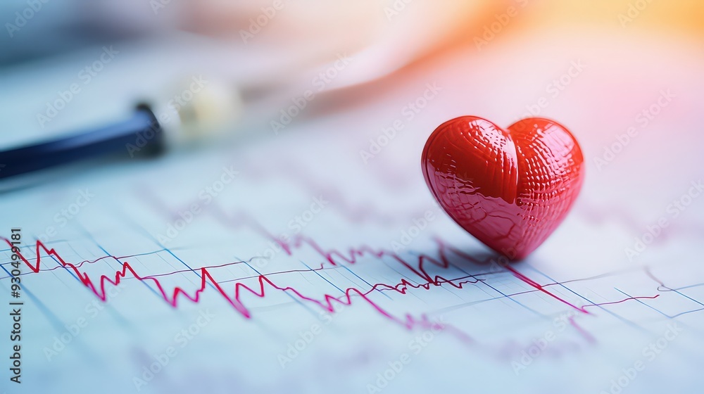 heart monitor featuring an ECG graph with detailed heartbeat patterns ...