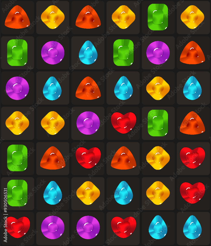 Enjoy the Colorful Jewel Match Game UI Board on a beautiful Background ...