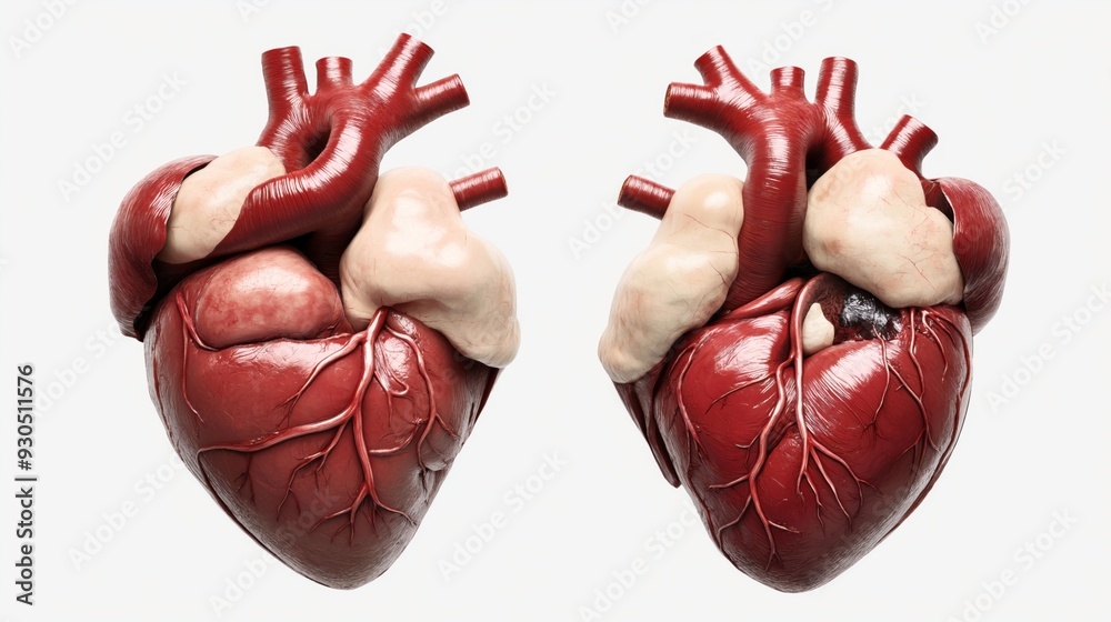 Comparison between a healthy human heart and a diseased human heart ...