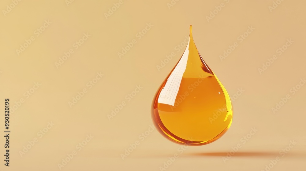 Detailed 3D water drop simulation resembling cooking oil or honey ...