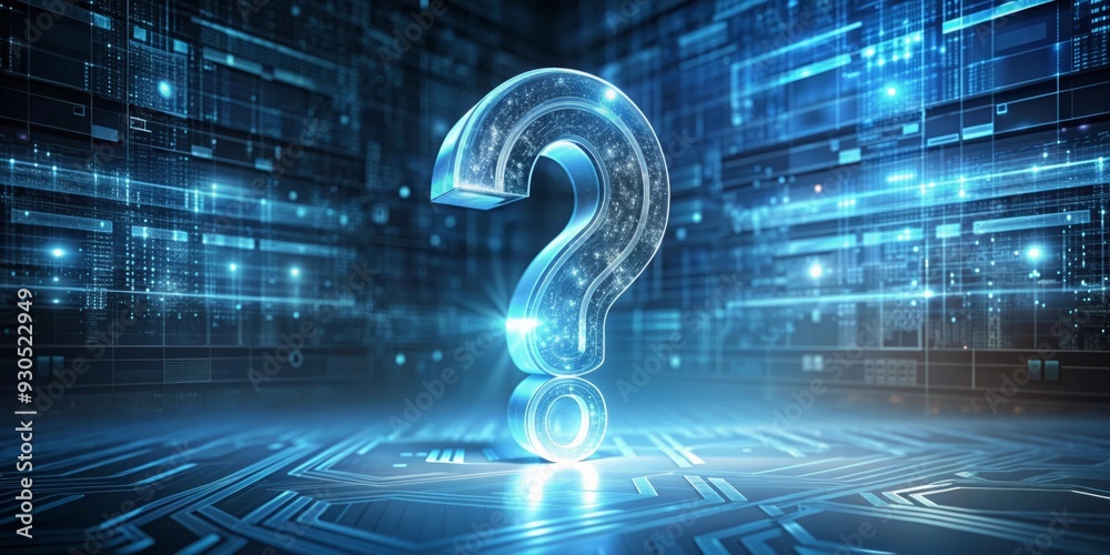 Abstract question mark symbol with futuristic technology background ...