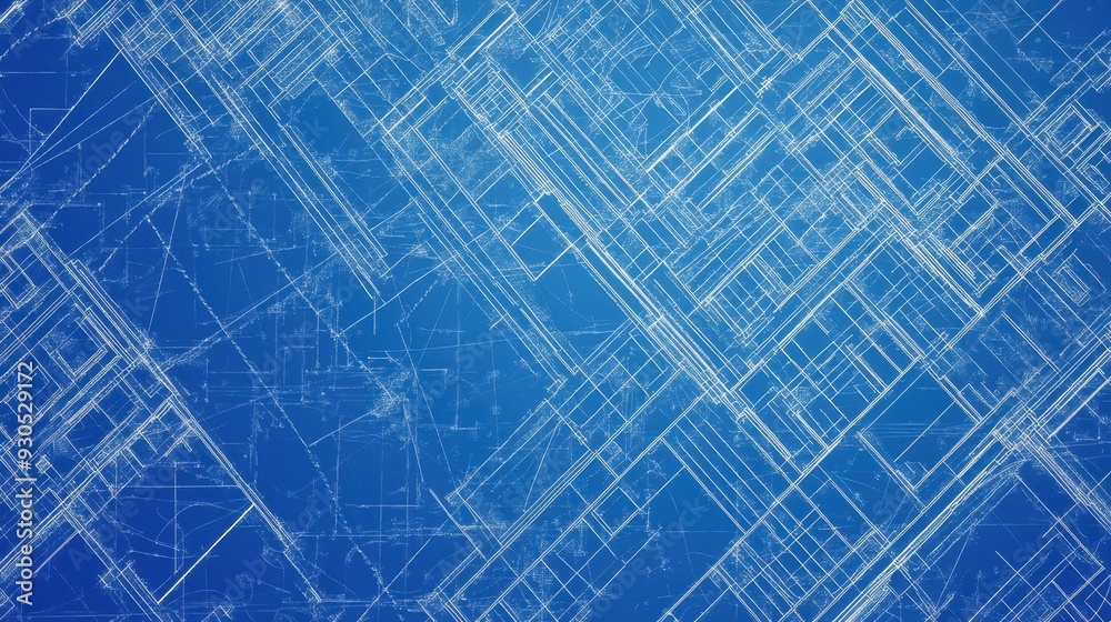 Blueprint paper background with detailed architectural sketches and ...