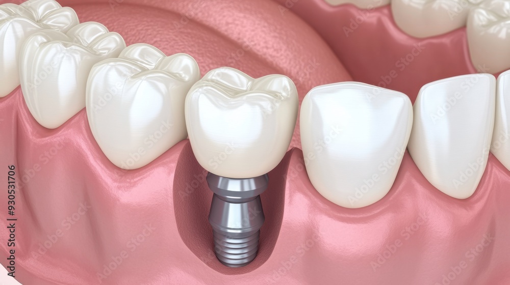 3D illustration of a dental bridge implant with a realistic ...