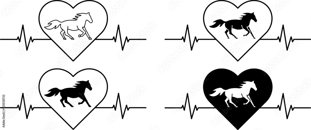 Horse Heartbeat Pulse Rate with a Heart Illustration Clipart Set ...