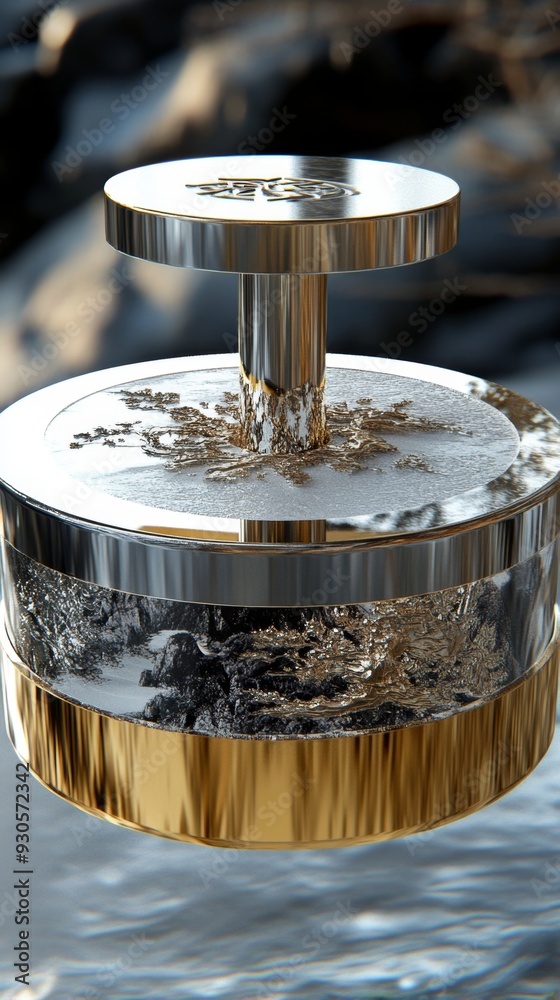 Futuristic ancient scroll: 3D glass sculpture paired with golden ...