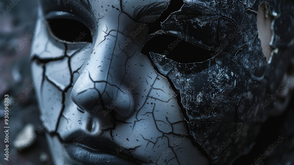 Cracked Mask: A person wearing a mask that’s cracking and falling apart ...