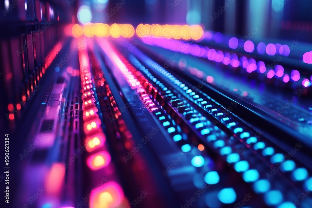 Dynamic representation of a futuristic data highway depicted as glowing ...