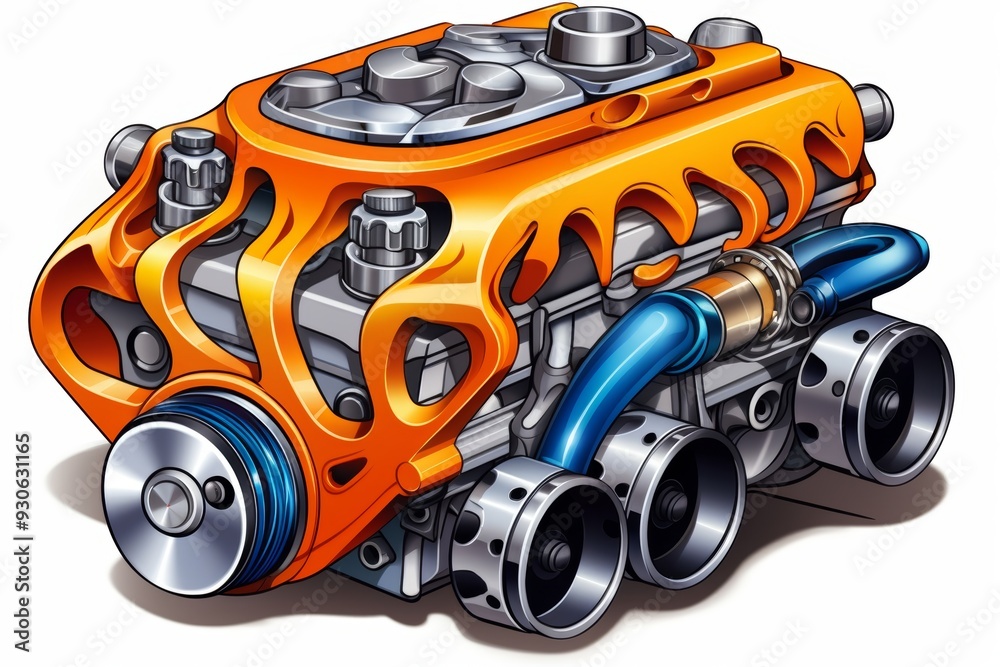 Educational poster internal combustion engine section showing piston ...