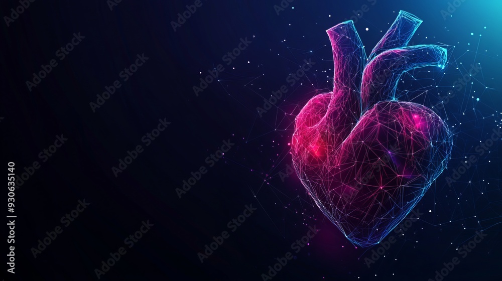 World Heart Day concept featuring a human heart in a wireframe design ...