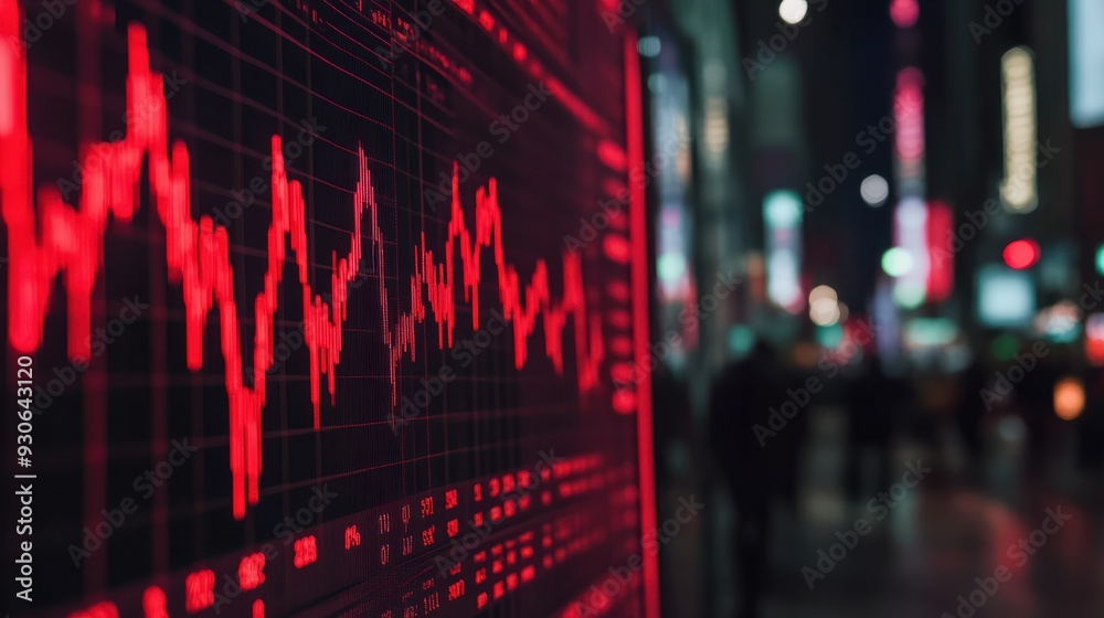 Stock market crash graph on a digital screen, illustrating the effects ...