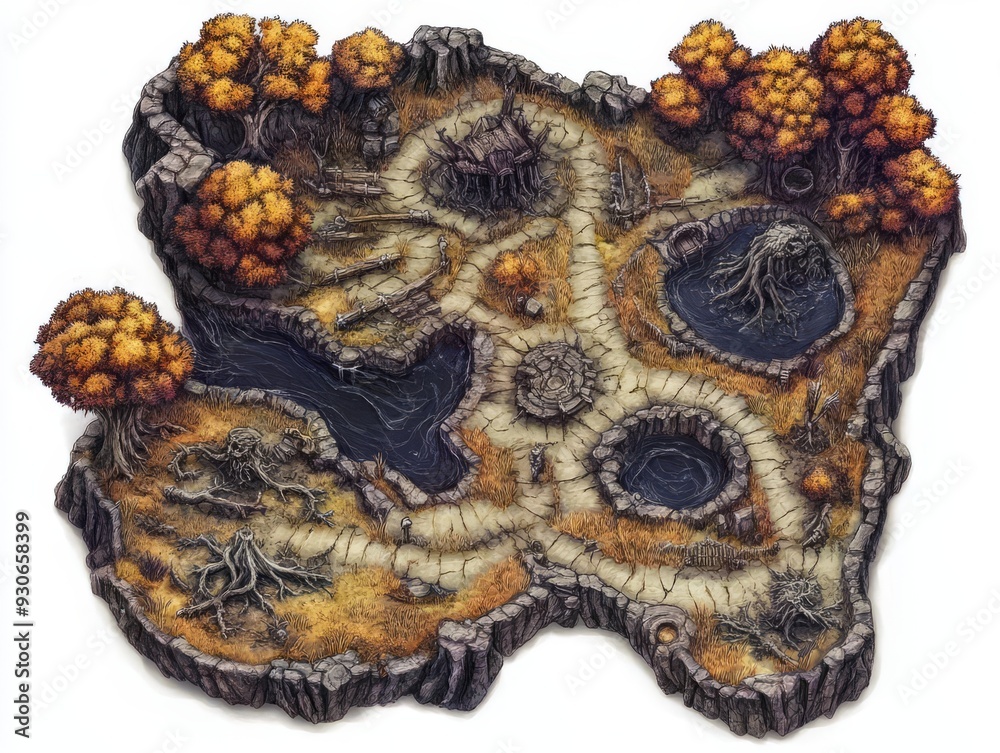 A high fantasy Halloween map, cursed swamps, vampire lairs, and ghostly ...